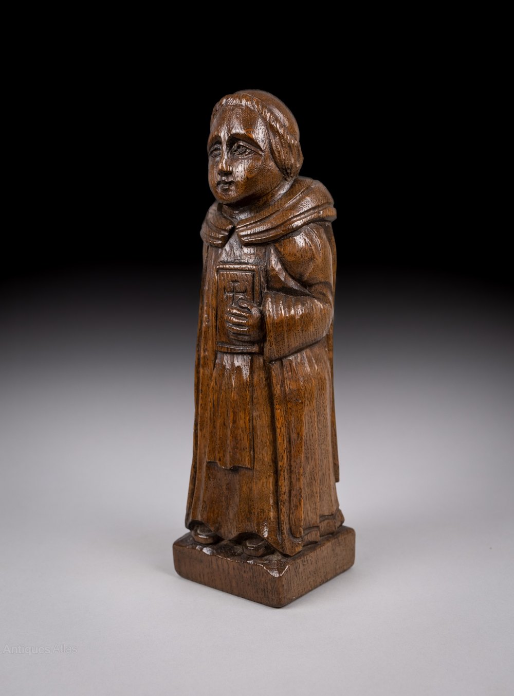 Antiques Atlas - Early 20th Century Carved Oak Robed Monk Figure