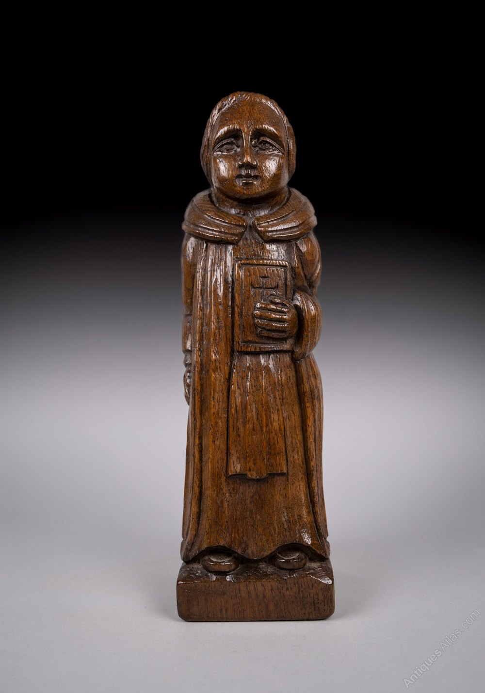 Antiques Atlas - Early 20th Century Carved Oak Robed Monk Figure