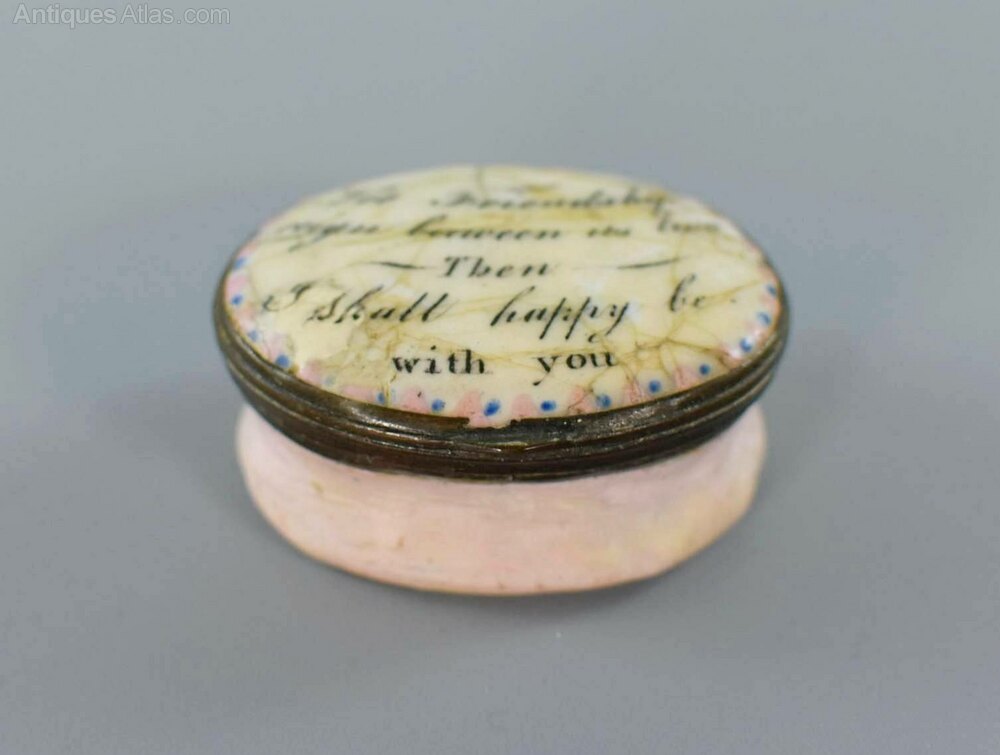 Antiques Atlas - Bilston Enamel Patch Box Friendship Message as1230a079 ...