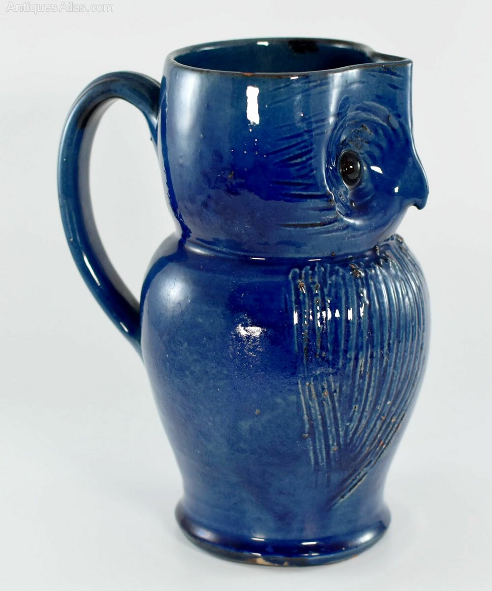 Antiques Atlas - Harris Farnham Pottery Blue Owl Ware Jug as1230a019 / 7830