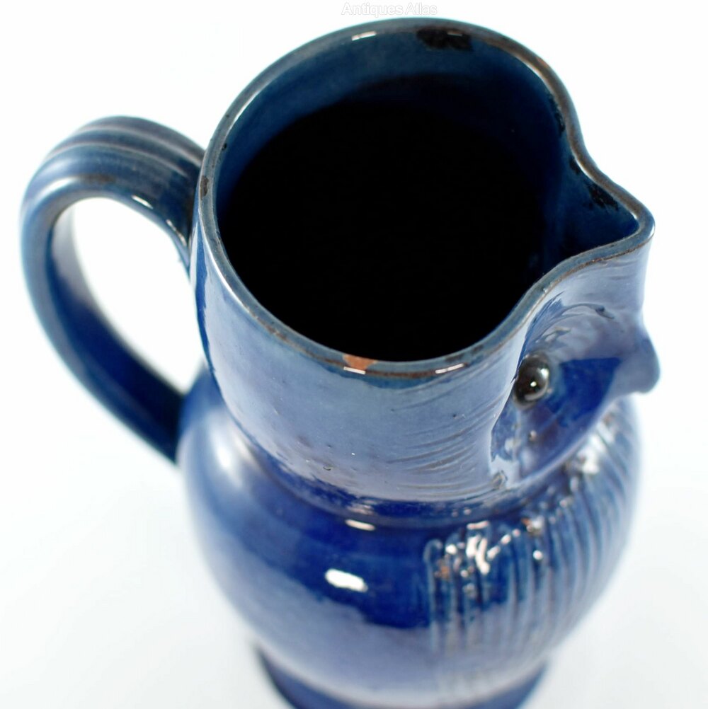 Antiques Atlas - Harris Farnham Pottery Blue Owl Ware Jug as1230a019 / 7830