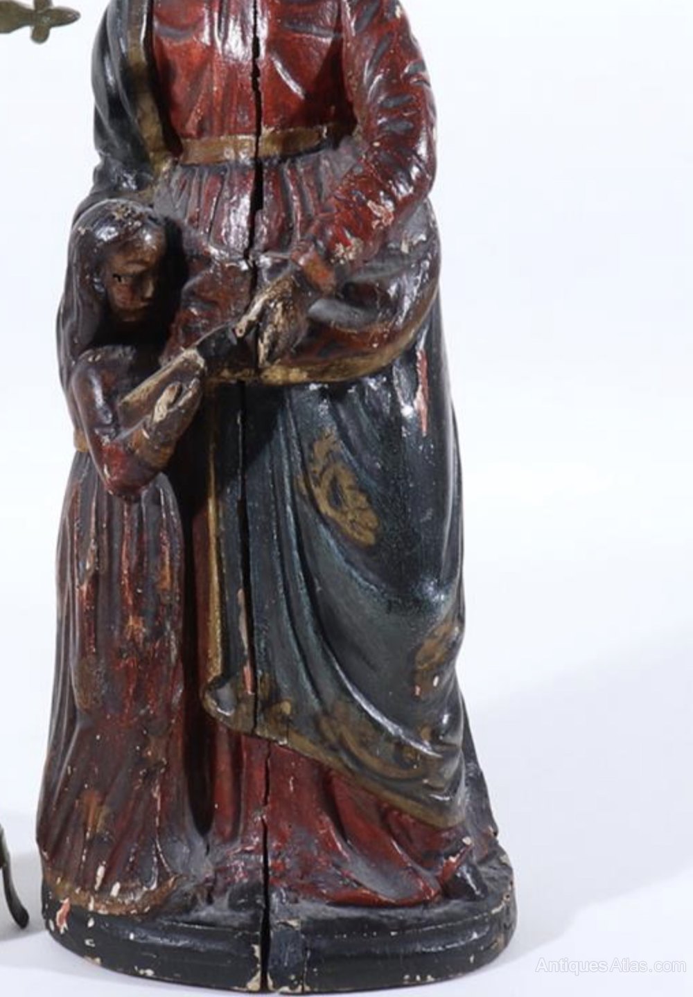 Antiques Atlas - Religious Polychrome Figures And Crucifix