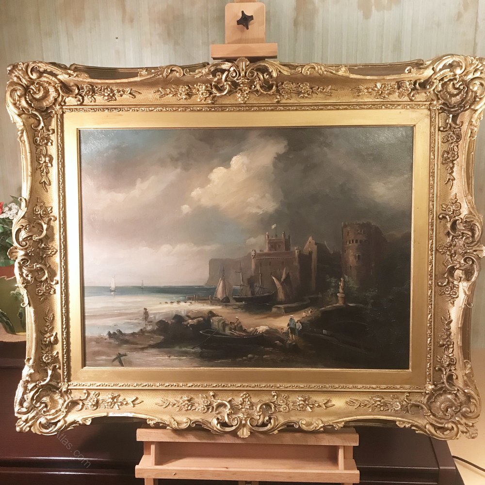 Antiques Atlas - Dartmouth Castle Dutch Manner Seascape Oil Painting