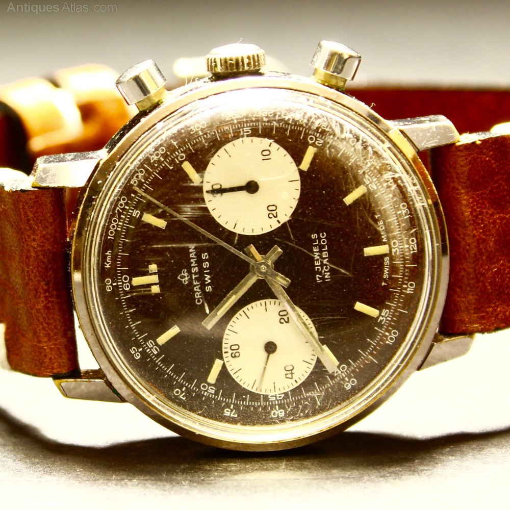 Antiques Atlas - 1950s Aviators Craftsman Swiss Chronograph Watch