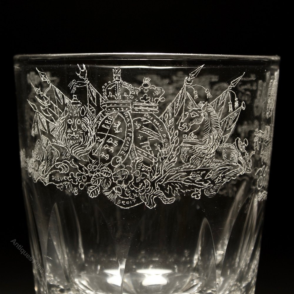 Antiques Atlas 19th C Royal Monogram Engraved Glass Tumbler C1863 7371