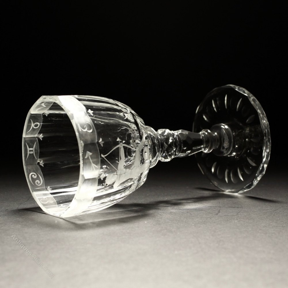 Antiques Atlas - Art Deco Moser Archer & Symbol Wine Glass C1930