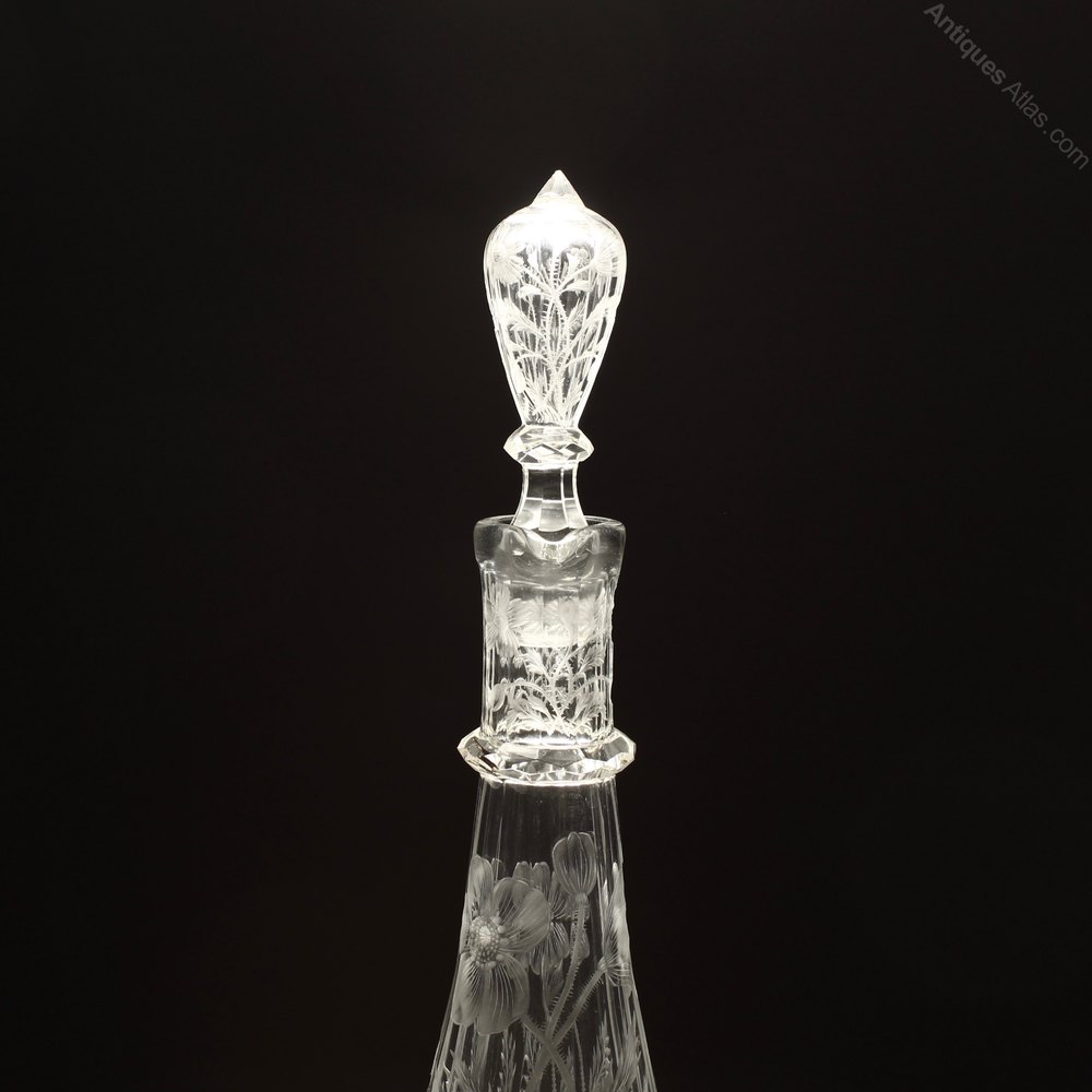 Antiques Atlas - Art Nouveau Moser Poppy Spirit Glass Carafe C1910