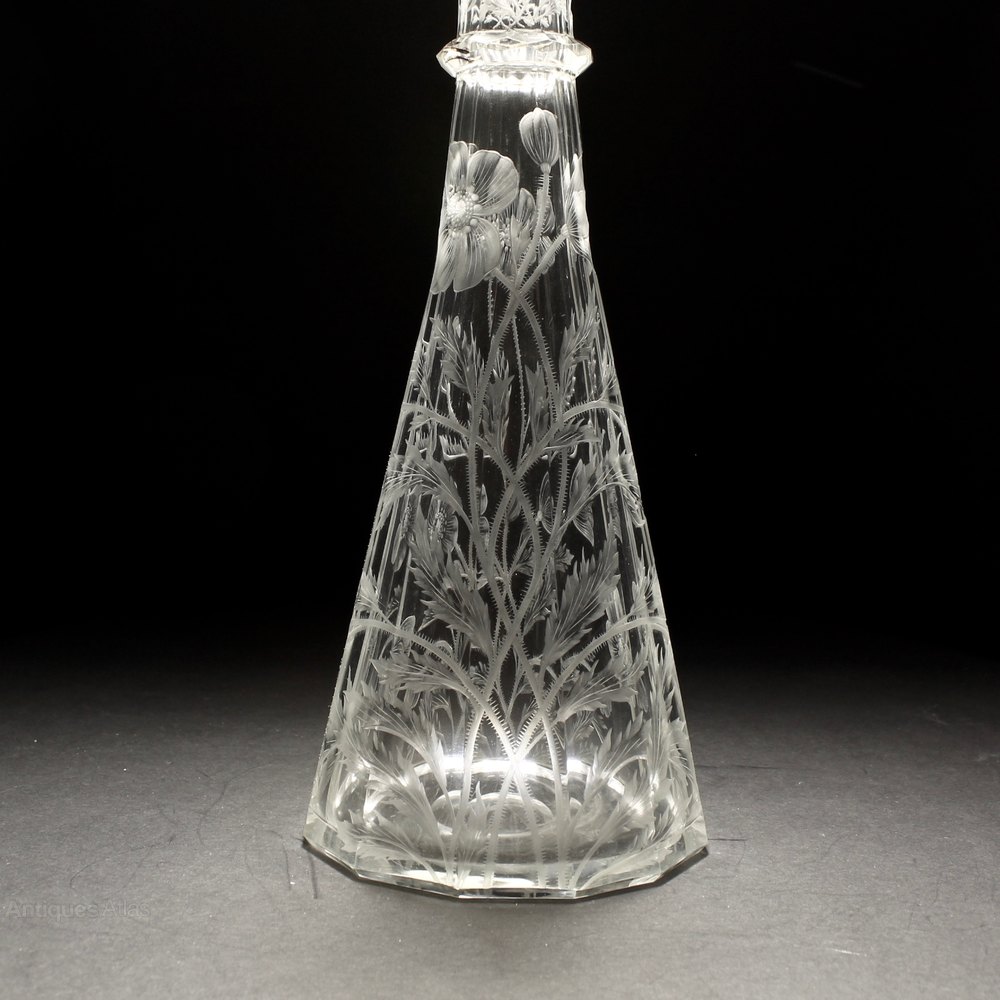 Antiques Atlas - Art Nouveau Moser Poppy Spirit Glass Carafe C1910