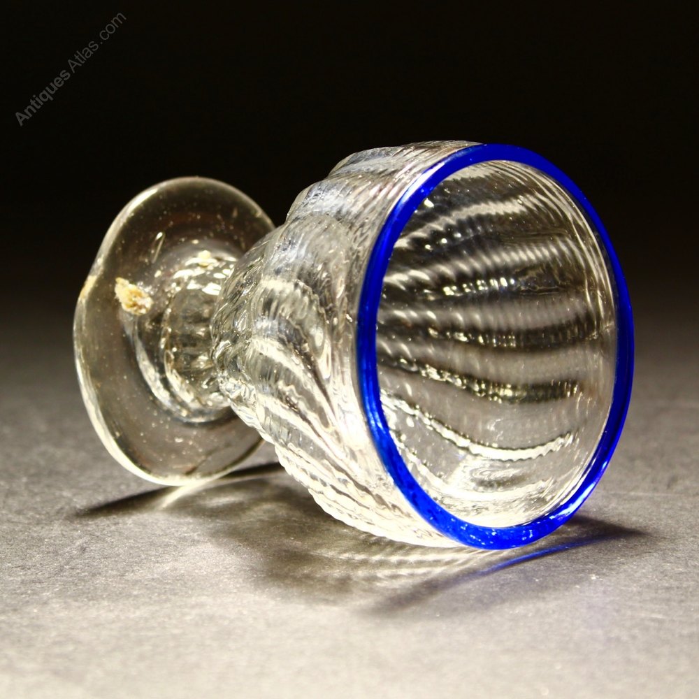 Antiques Atlas - C1790 Blue Rimmed Wrythen Moulded Bonnet Glass