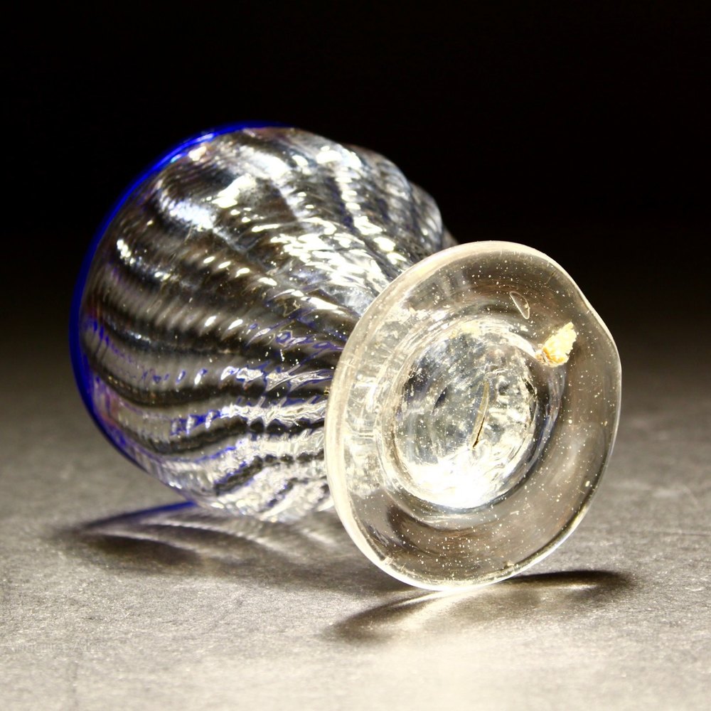 Antiques Atlas - C1790 Blue Rimmed Wrythen Moulded Bonnet Glass