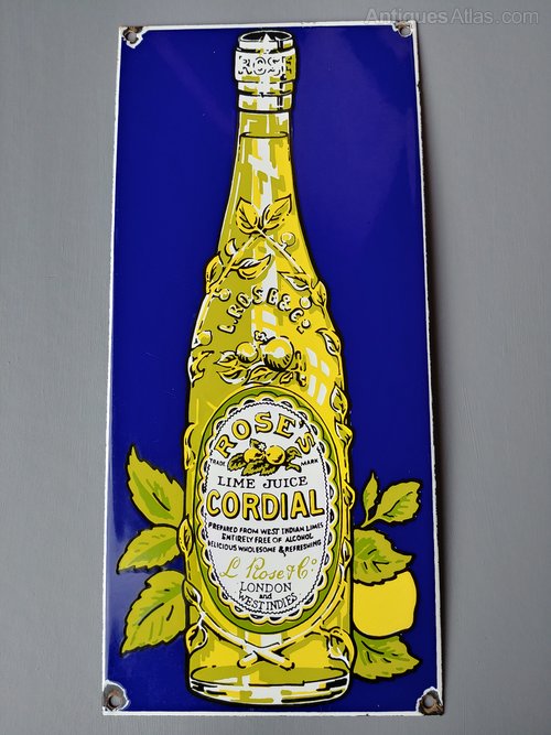 Antiques Atlas - Vintage Rose's Cordial Enamel Sign