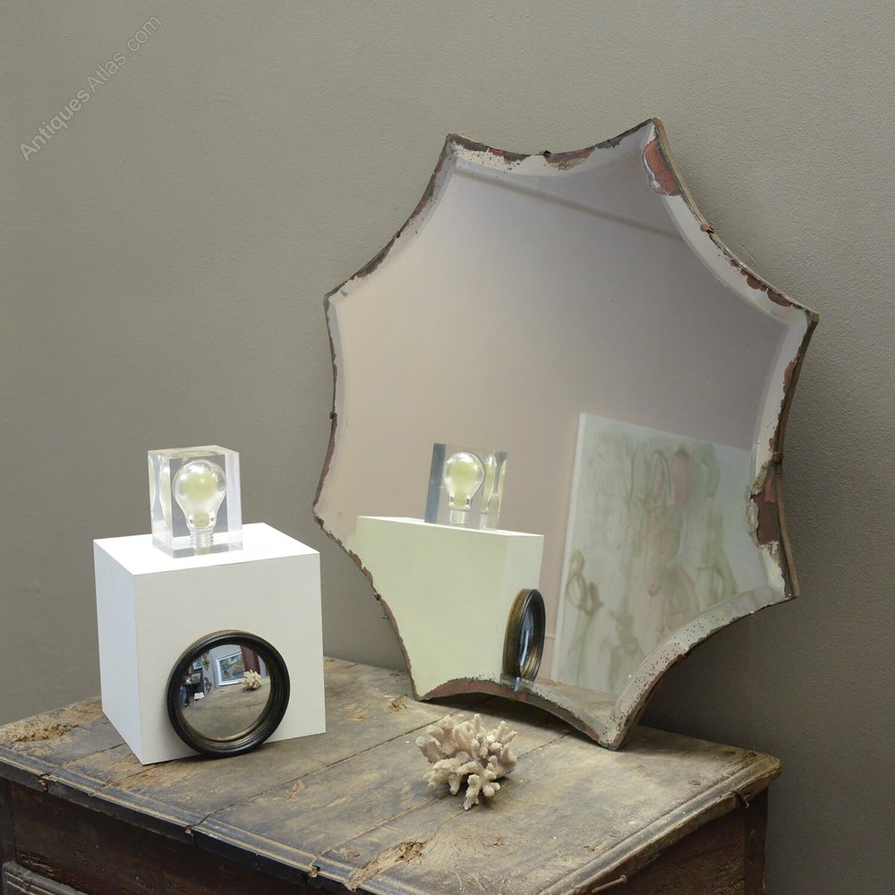 Antiques Atlas - Large Heavily Foxed Hexagonal Mirror