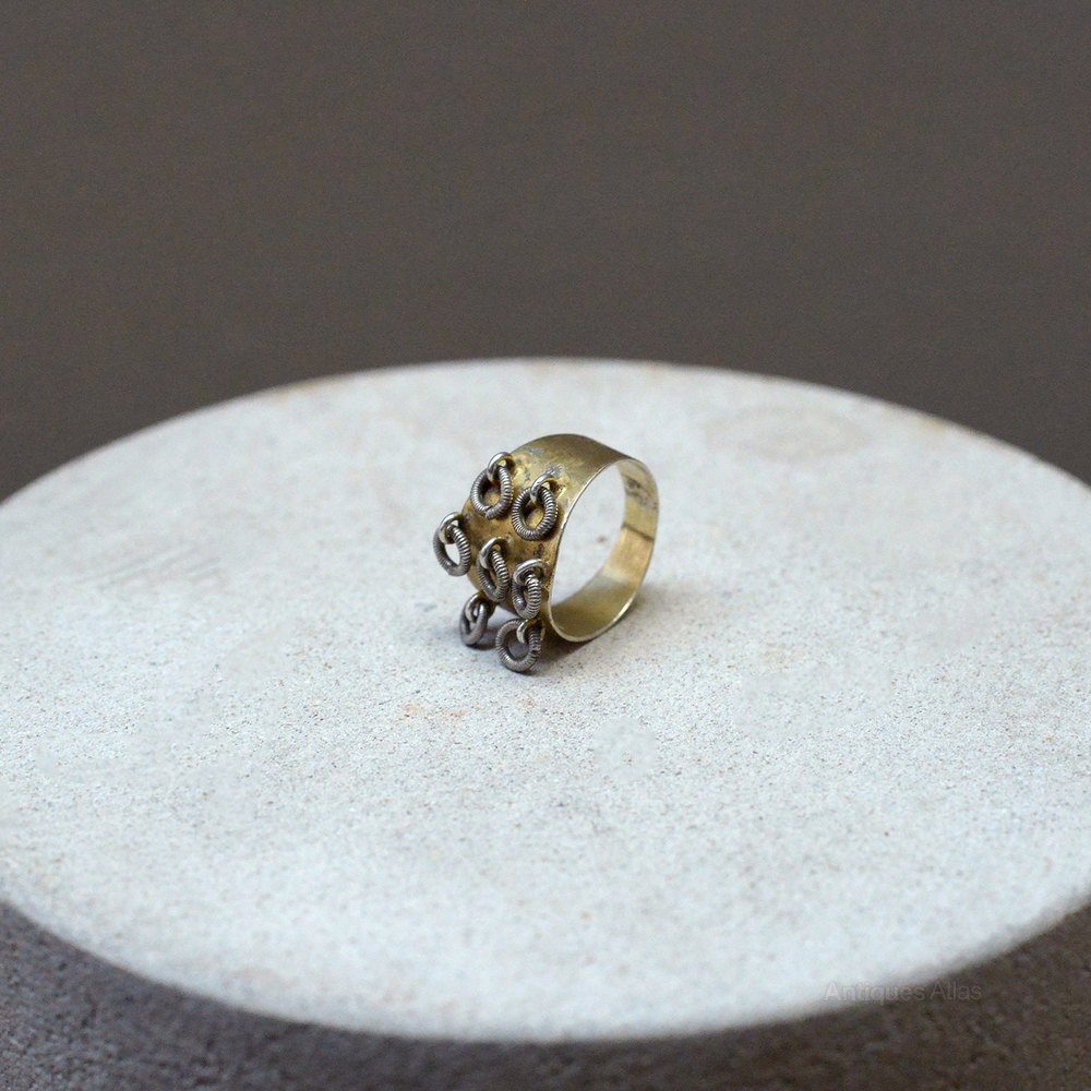 Antiques Atlas - Vintage Sami Work Gilded Silver Ring