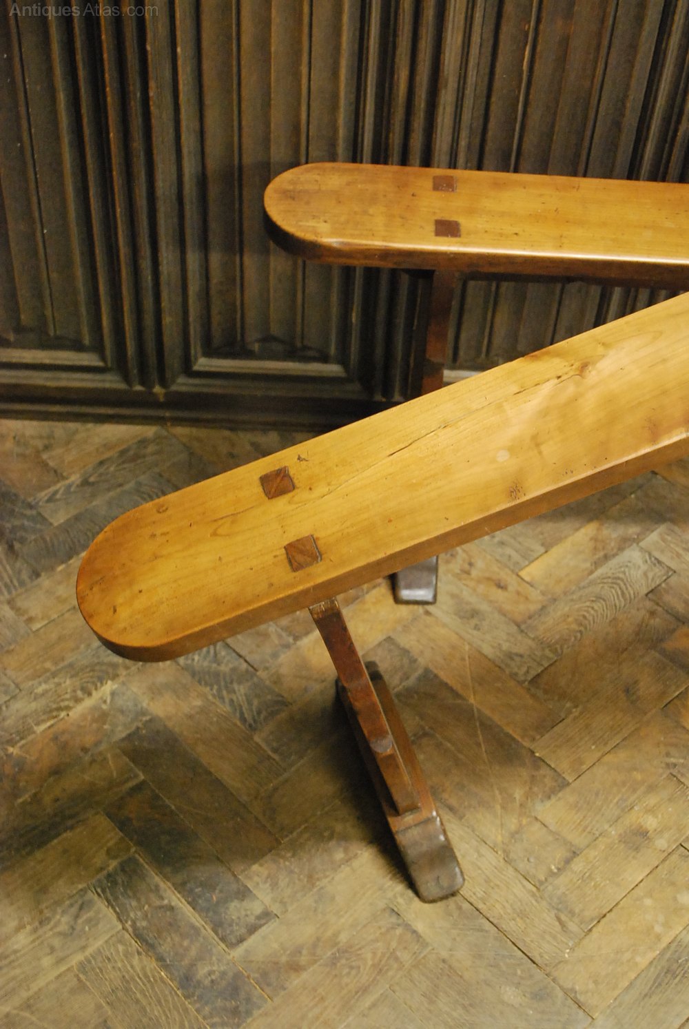 Antique Farmhouse Cherry Wood Benches - Antiques Atlas