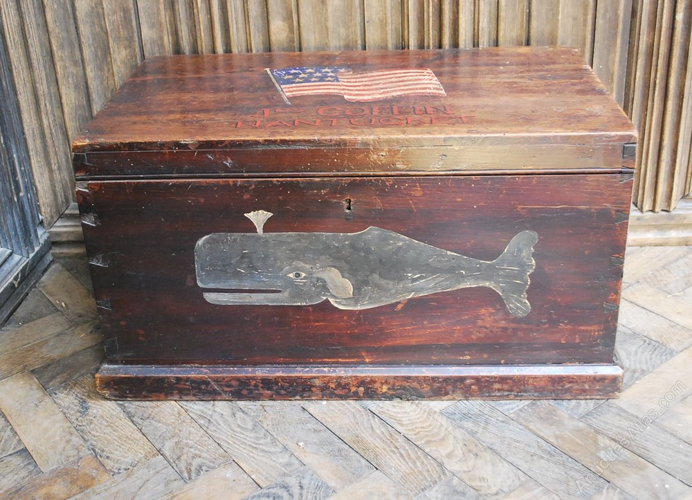 Antique Scummbled Maritime Pine Box - Antiques Atlas