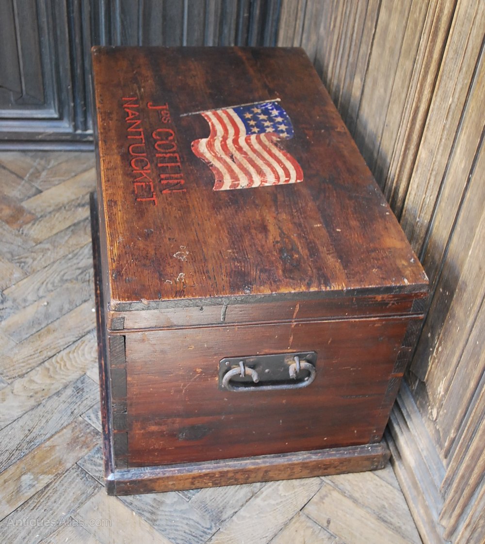 Antique Scummbled Maritime Pine Box - Antiques Atlas