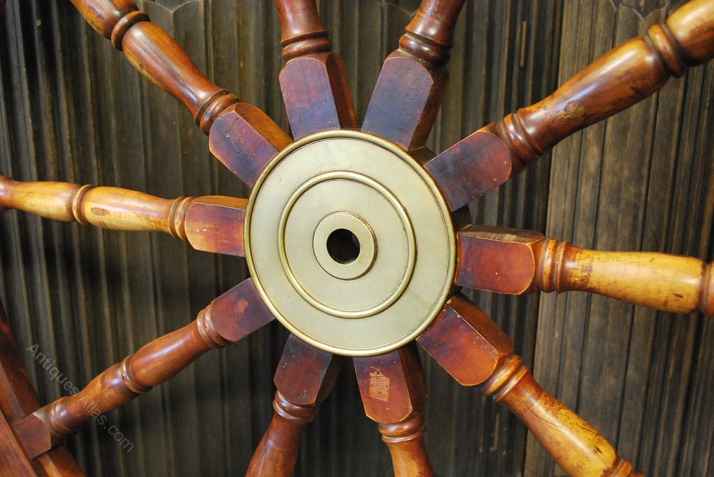 Antiques Atlas - Large Teak Ships Wheel