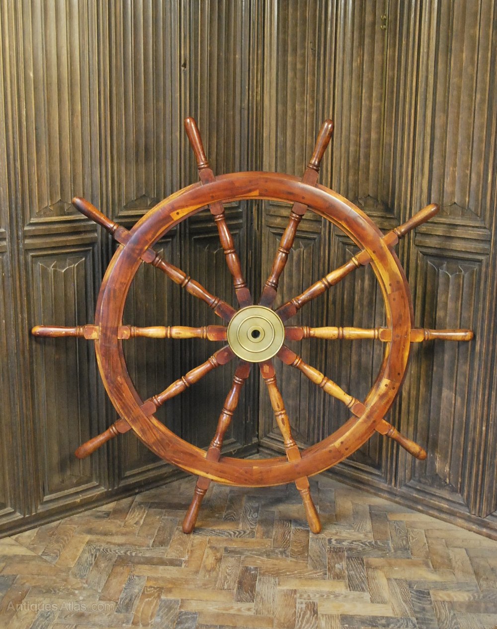 Antiques Atlas - Large Teak Ships Wheel