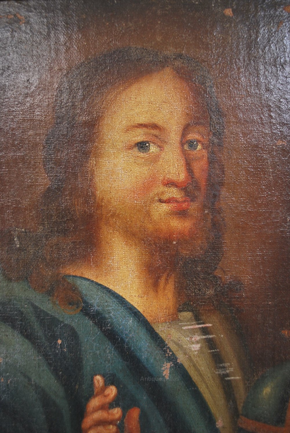 Antiques Atlas - Oil On Canvas Portrait Of A Saint