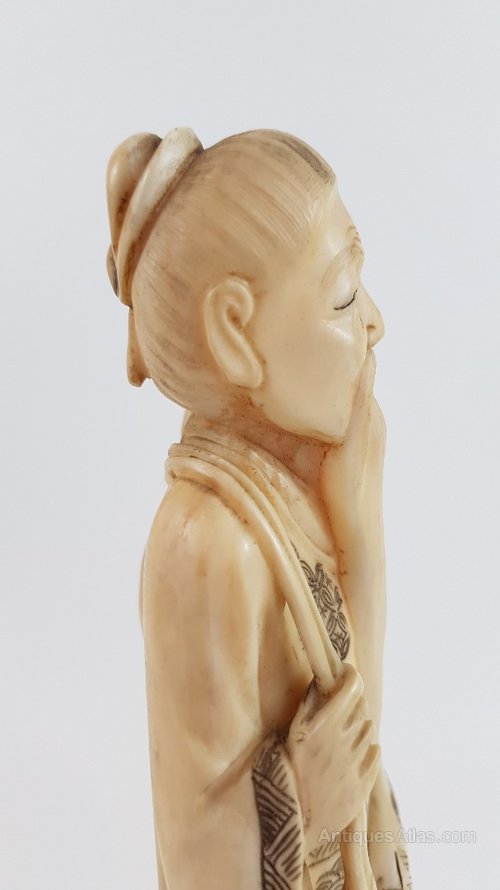 Antiques Atlas - Late 19th Century Japanese Ivory Carving Of Oldman