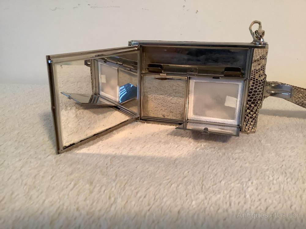 Antiques Atlas - Art Deco Snake Skin Camera Powder Compact