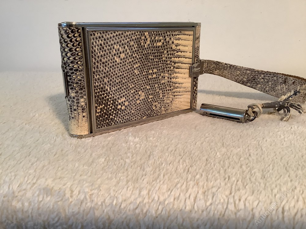 Antiques Atlas - Art Deco Snake Skin Camera Powder Compact