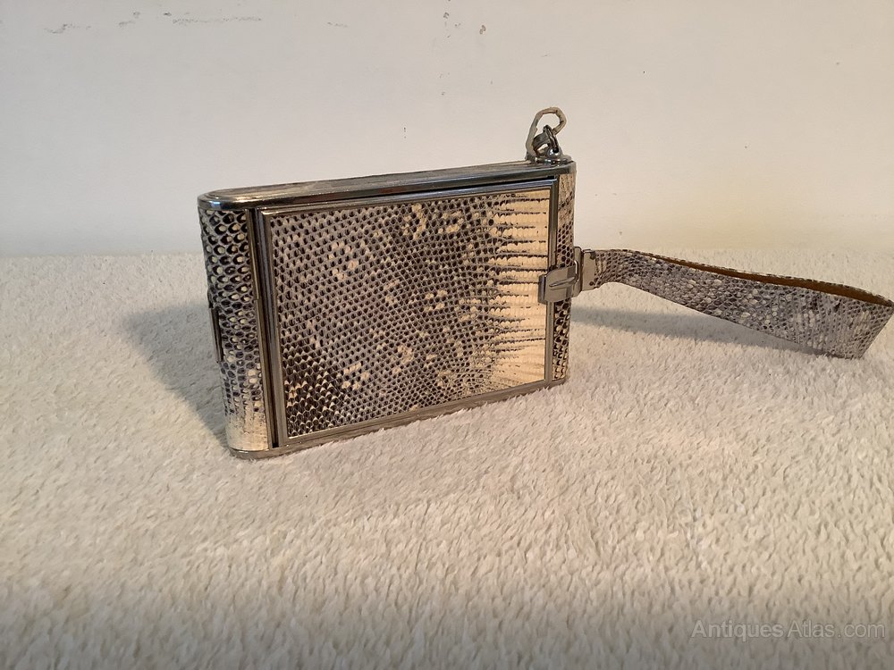 Antiques Atlas - Art Deco Snake Skin Camera Powder Compact