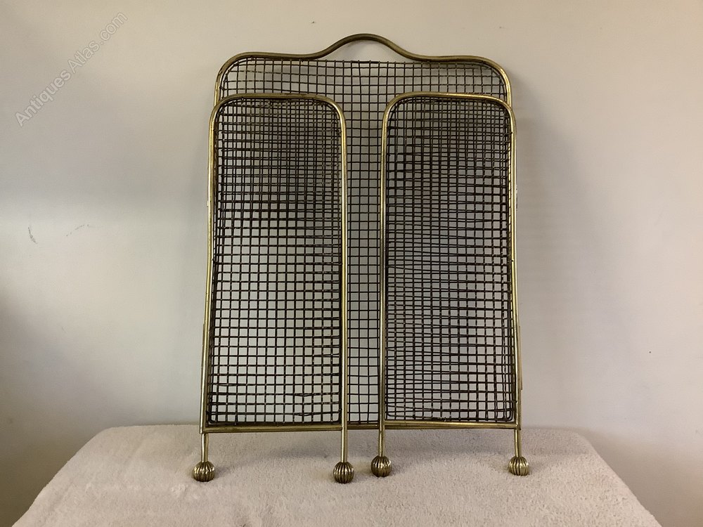 Antiques Atlas - Superb Edwardian Brass Folding Fire Guard