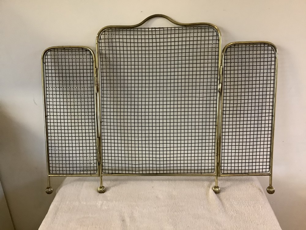 Antiques Atlas - Superb Edwardian Brass Folding Fire Guard