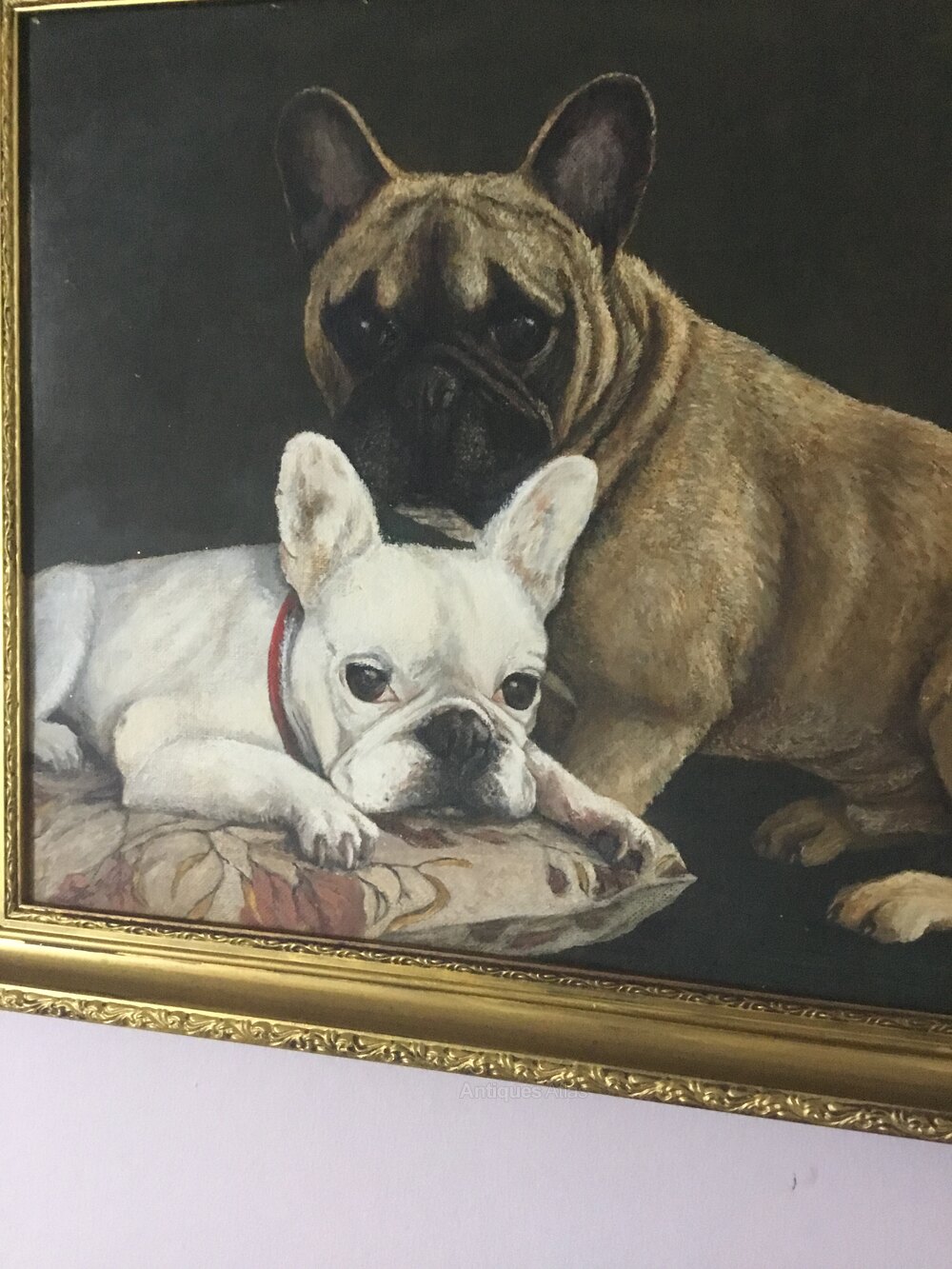 Antiques Atlas - Oil Painting French Bulldogs as1266a014 / O10
