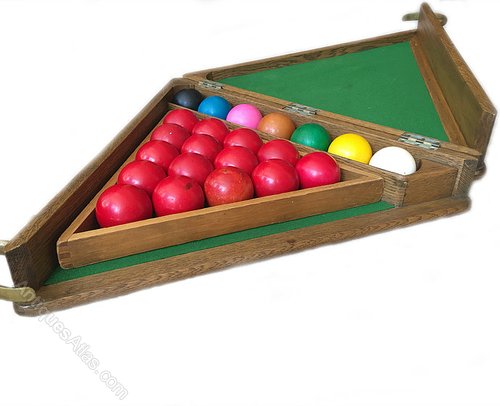 Antiques Atlas - Buroughes & Watts Snooker Ivory Balls Oak Cabinet
