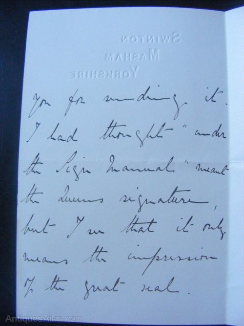 Antiques Atlas - Samuel Cunliffe Lister Lord Masham Letter 1893