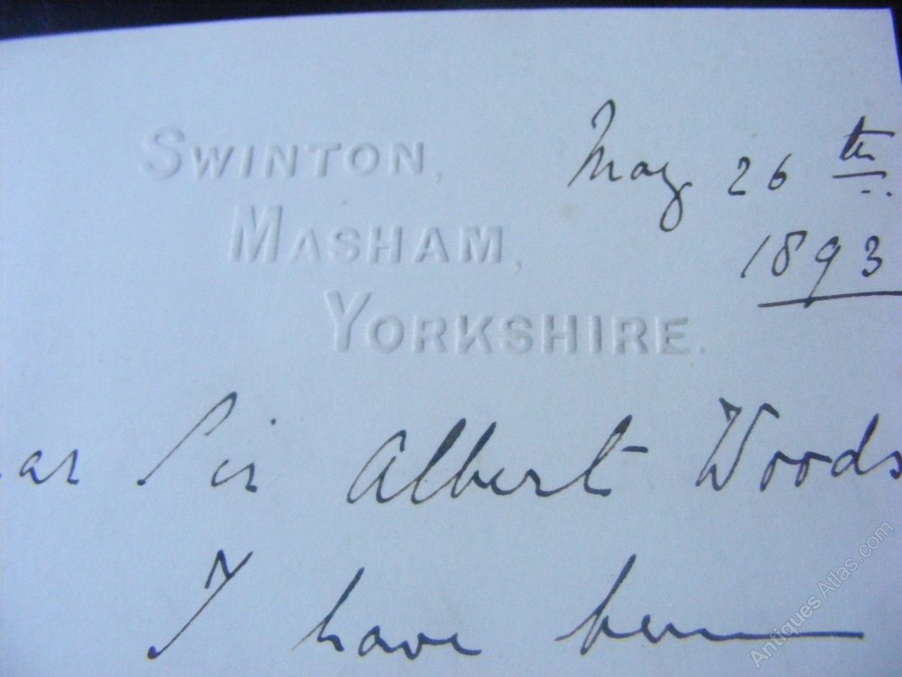 Antiques Atlas - Samuel Cunliffe Lister Lord Masham Letter 1893