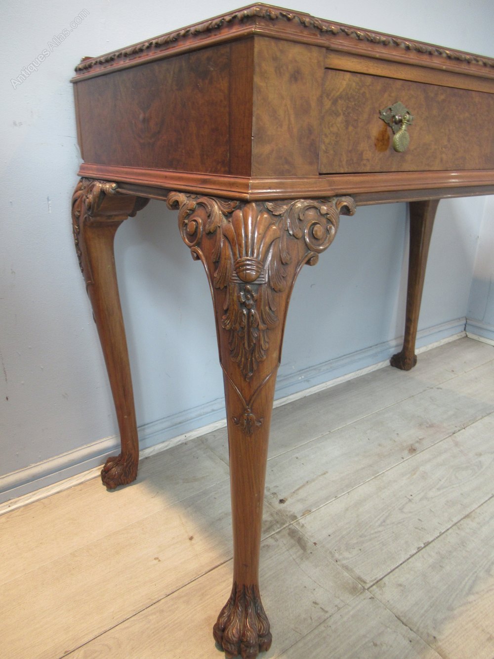 Burr Walnut Side Table With Drawer - Antiques Atlas