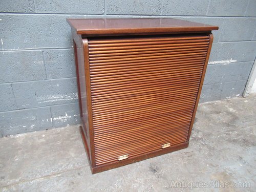 Mahogany Tambour Front File Cabinet - Antiques Atlas