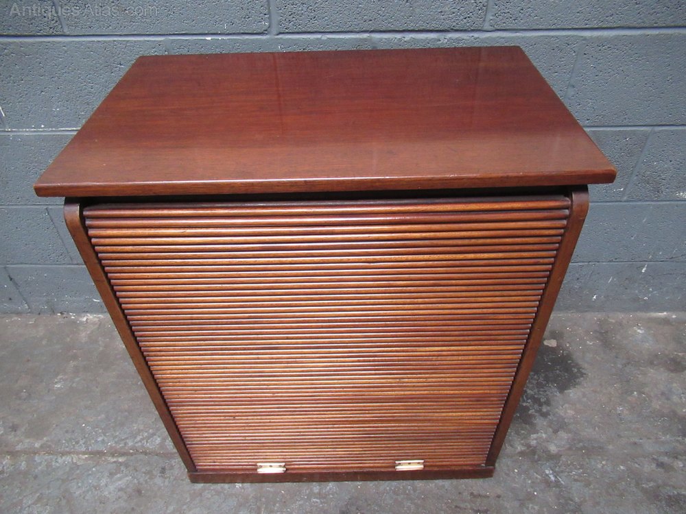 Mahogany Tambour Front File Cabinet - Antiques Atlas