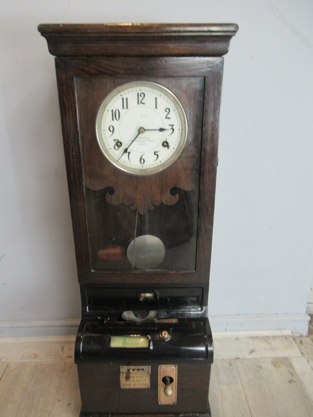 Antiques Atlas - Oak Cased Time Recorder (clocking In Works Clock)