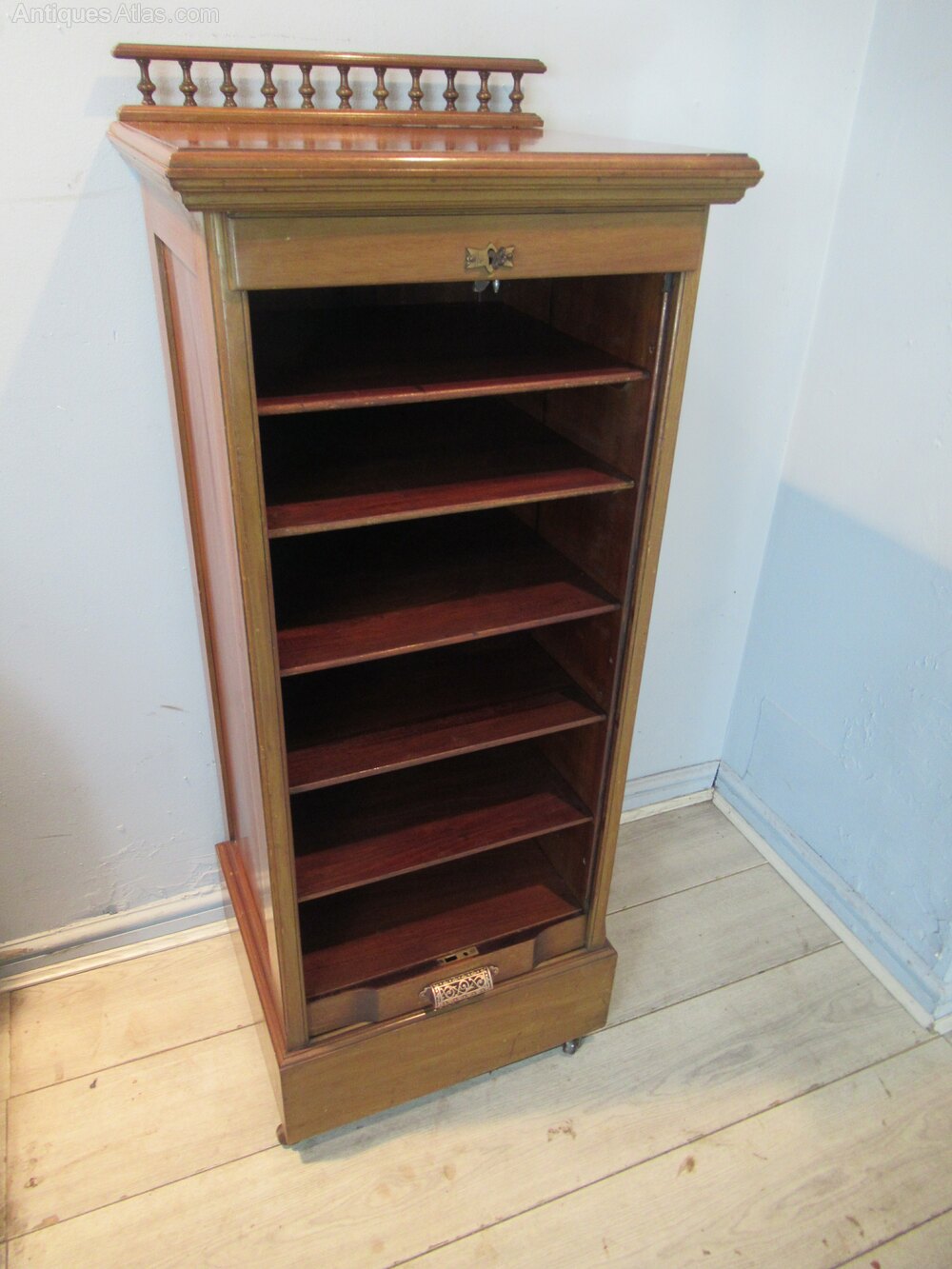 Pail Mahogany Tambour Shutter File Cabinet as350a2146 - Antiques Atlas