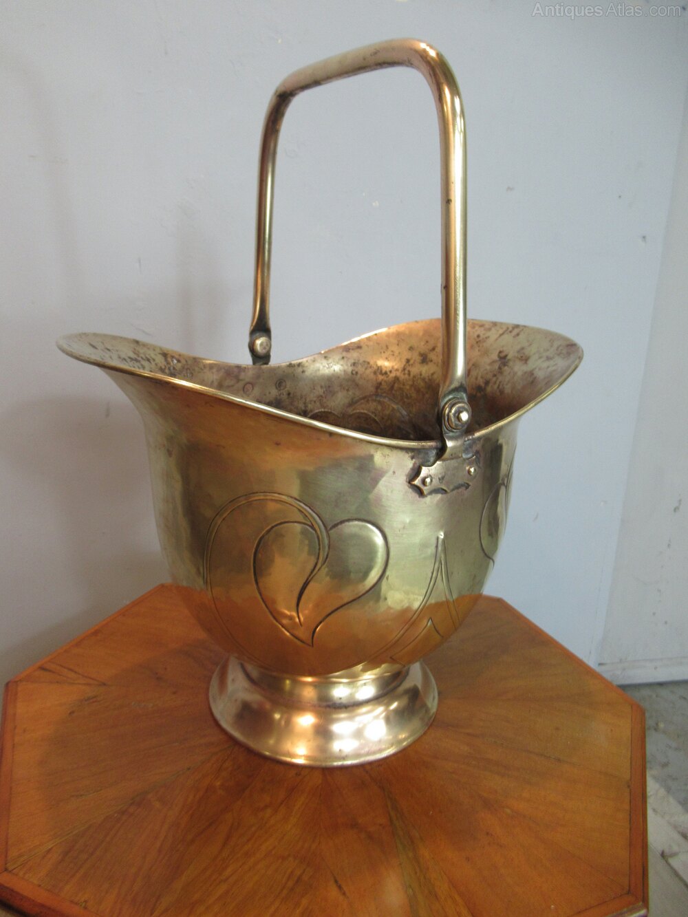 Antiques Atlas - Victorian Brass Coal Or Log Helmet Shaped Bucket