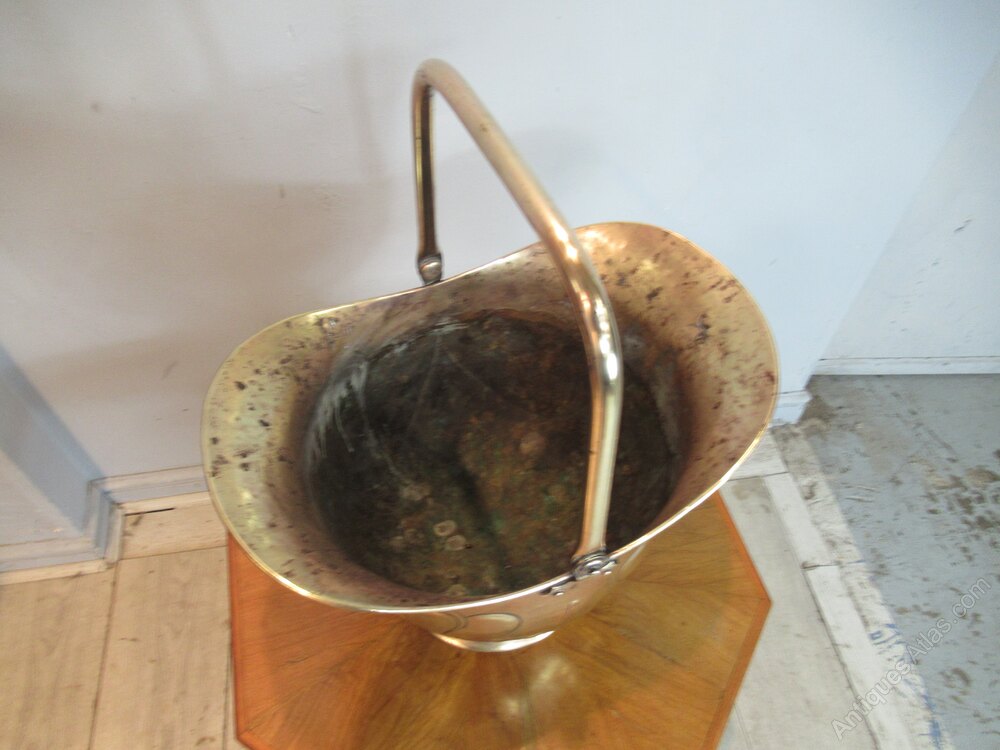 Antiques Atlas - Victorian Brass Coal Or Log Helmet Shaped Bucket