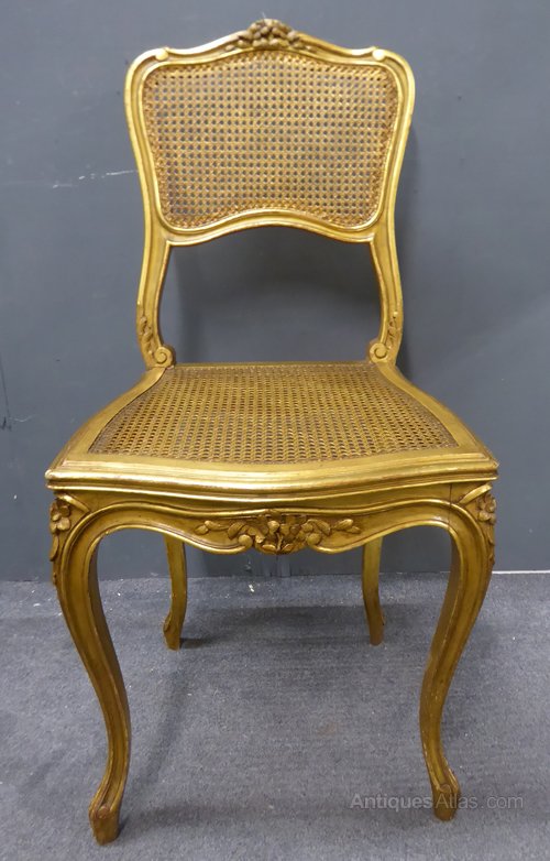 Carved Giltwood Antique French Cane Chair - Antiques Atlas