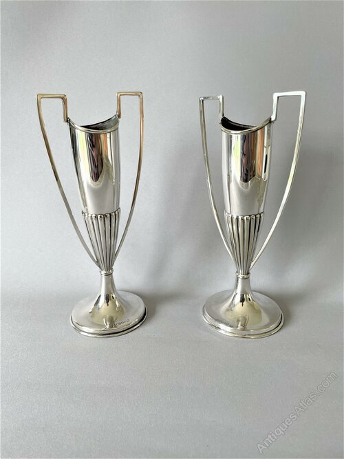 Antiques Atlas - A Charming Pair Of Adams Style Silver Plated Vases ...