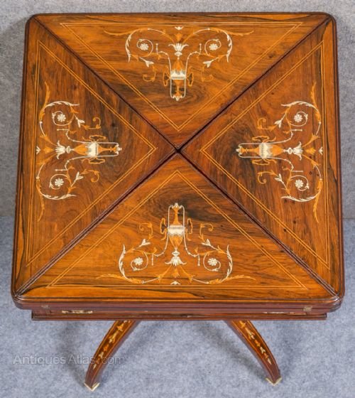 Fine Inlaid Envelope Card Table - Antiques Atlas