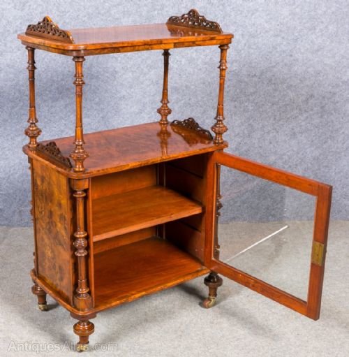 Small Victorian Burr Walnut Cabinet Whatnot - Antiques Atlas