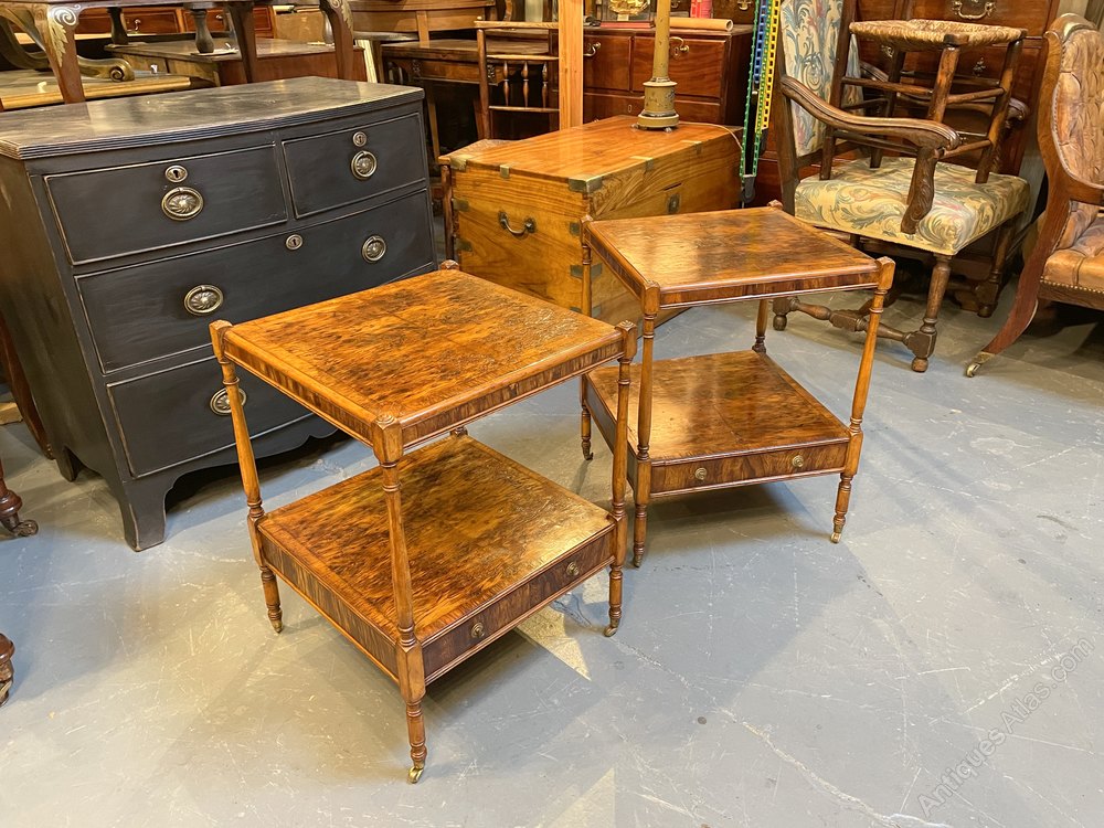 Pair Georgian Design Burr-yew Side Tables - Antiques Atlas