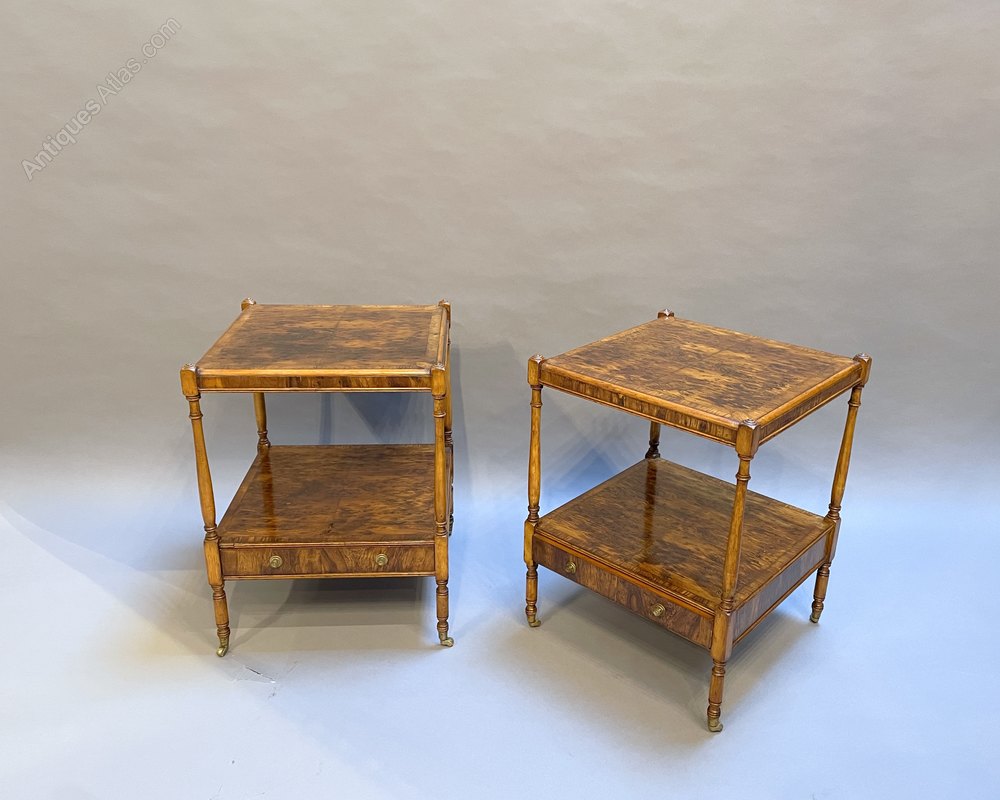Pair Georgian Design Burr-yew Side Tables - Antiques Atlas