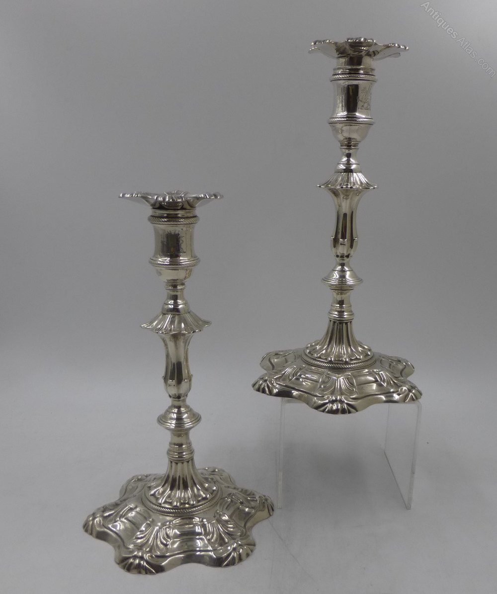 Antiques Atlas - Good Pair Of Cast George II Candlesticks London 17