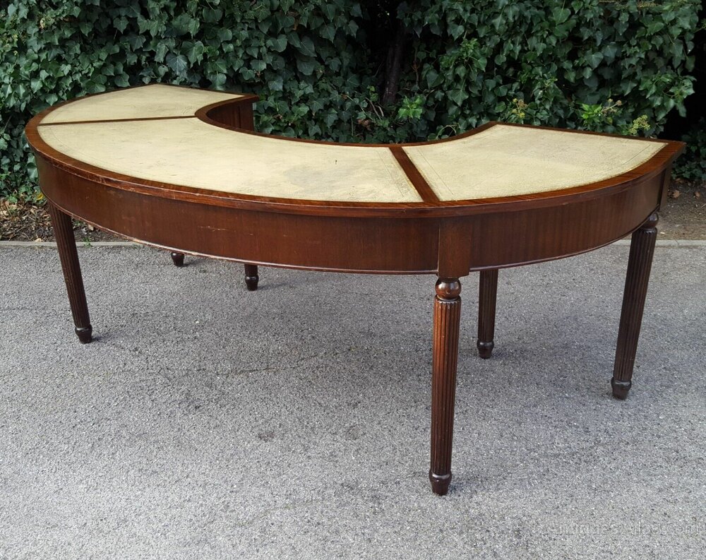 Vintage Mahogany Horseshoe Shaped 3 Drawer Desk as1136a190 - Antiques Atlas
