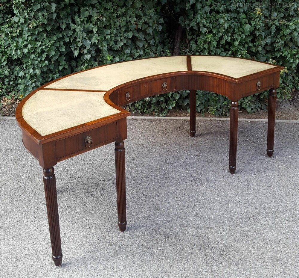 Vintage Mahogany Horseshoe Shaped 3 Drawer Desk as1136a190 - Antiques Atlas