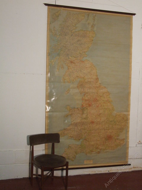 Antiques Atlas - Large Vintage Linen Backed Map Great Britain as488a135